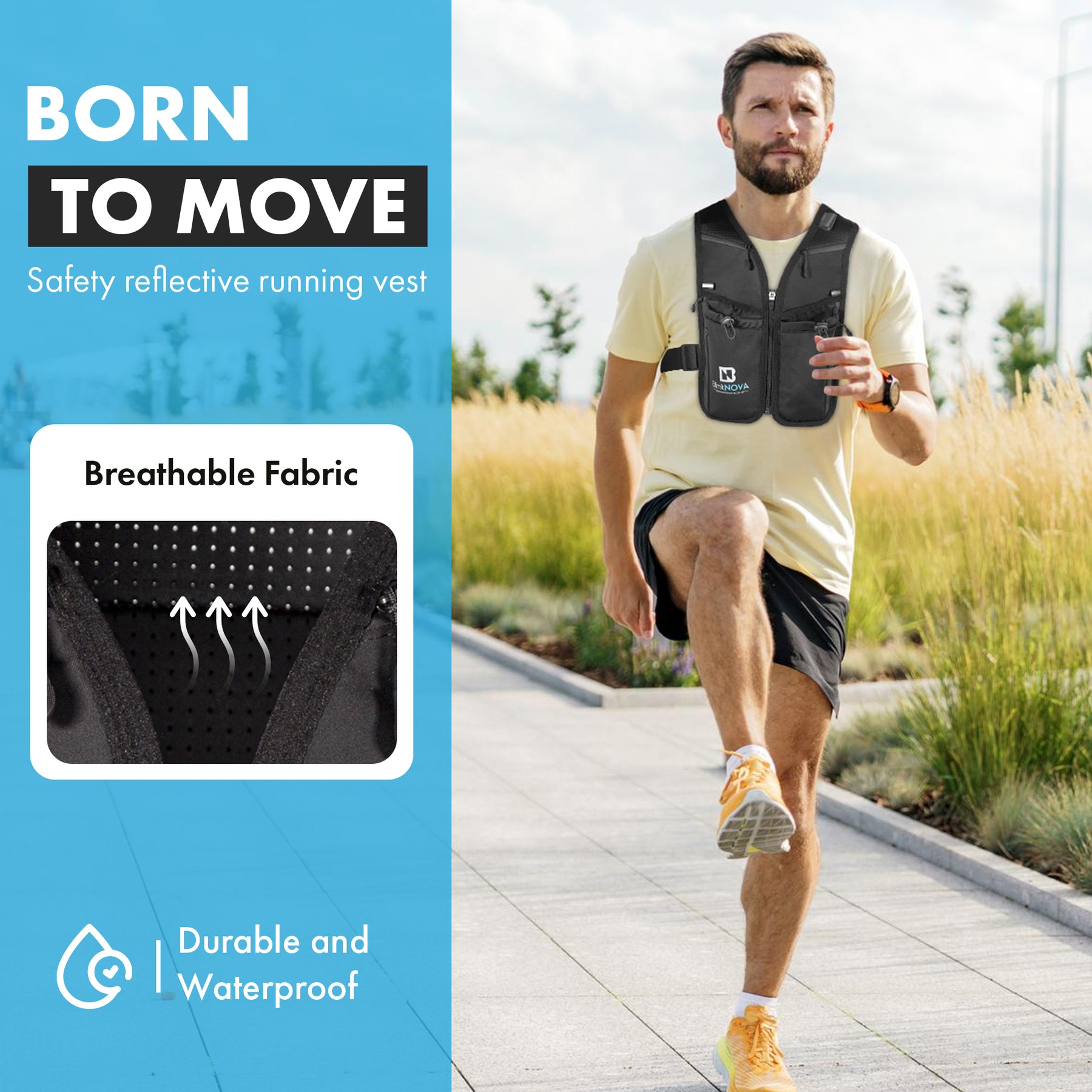 BlinkNOVA® Running Vests for Men & Women | Front Zipper Design